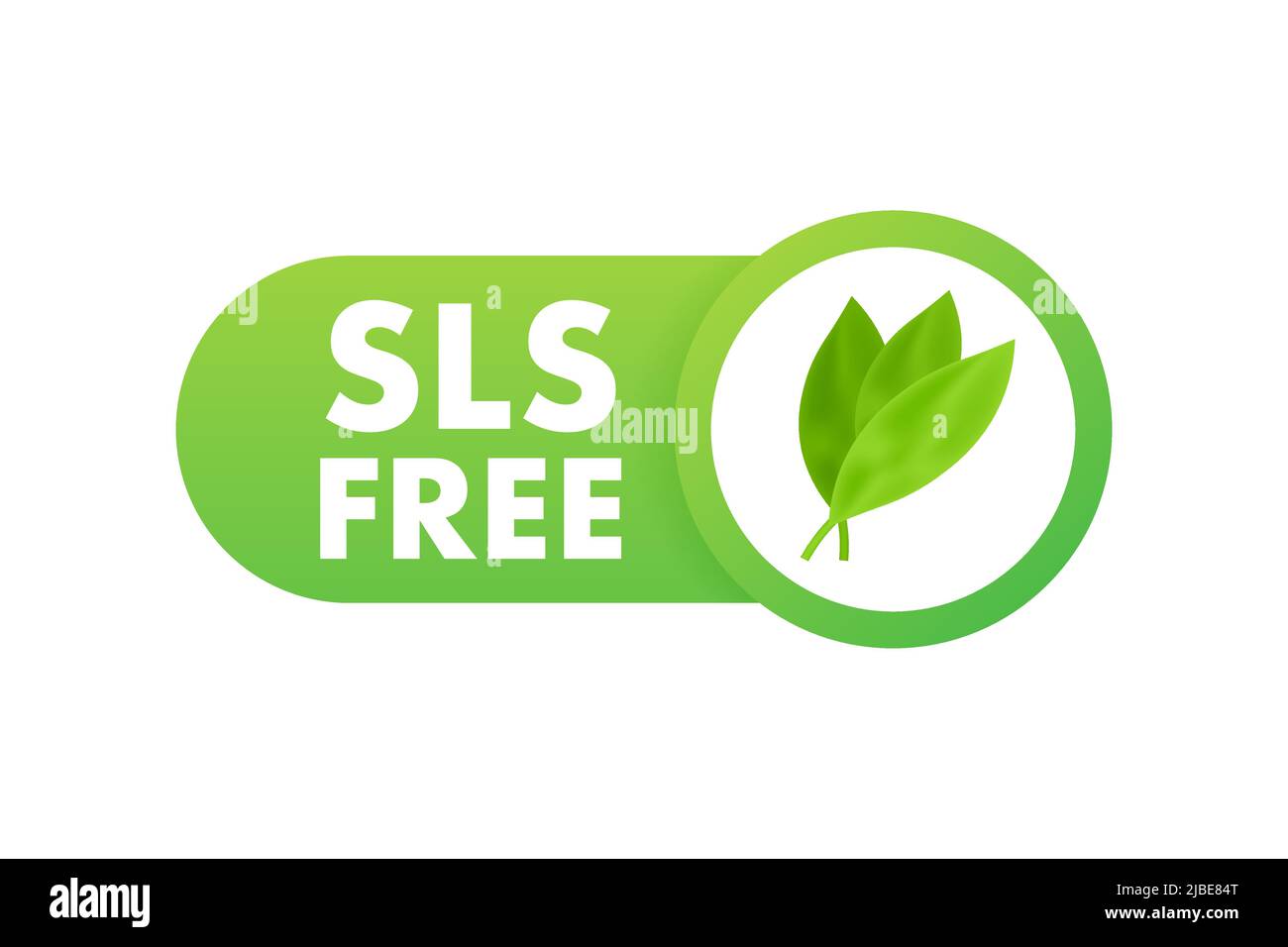 Green icon with sign sls free. Sls free on white background Stock ...