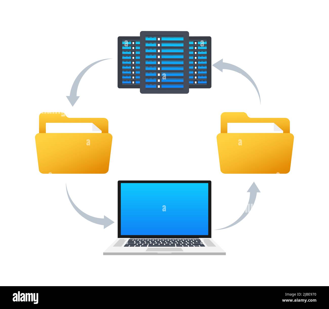 Data center information in cartoon style. Isometric vector. Database ...