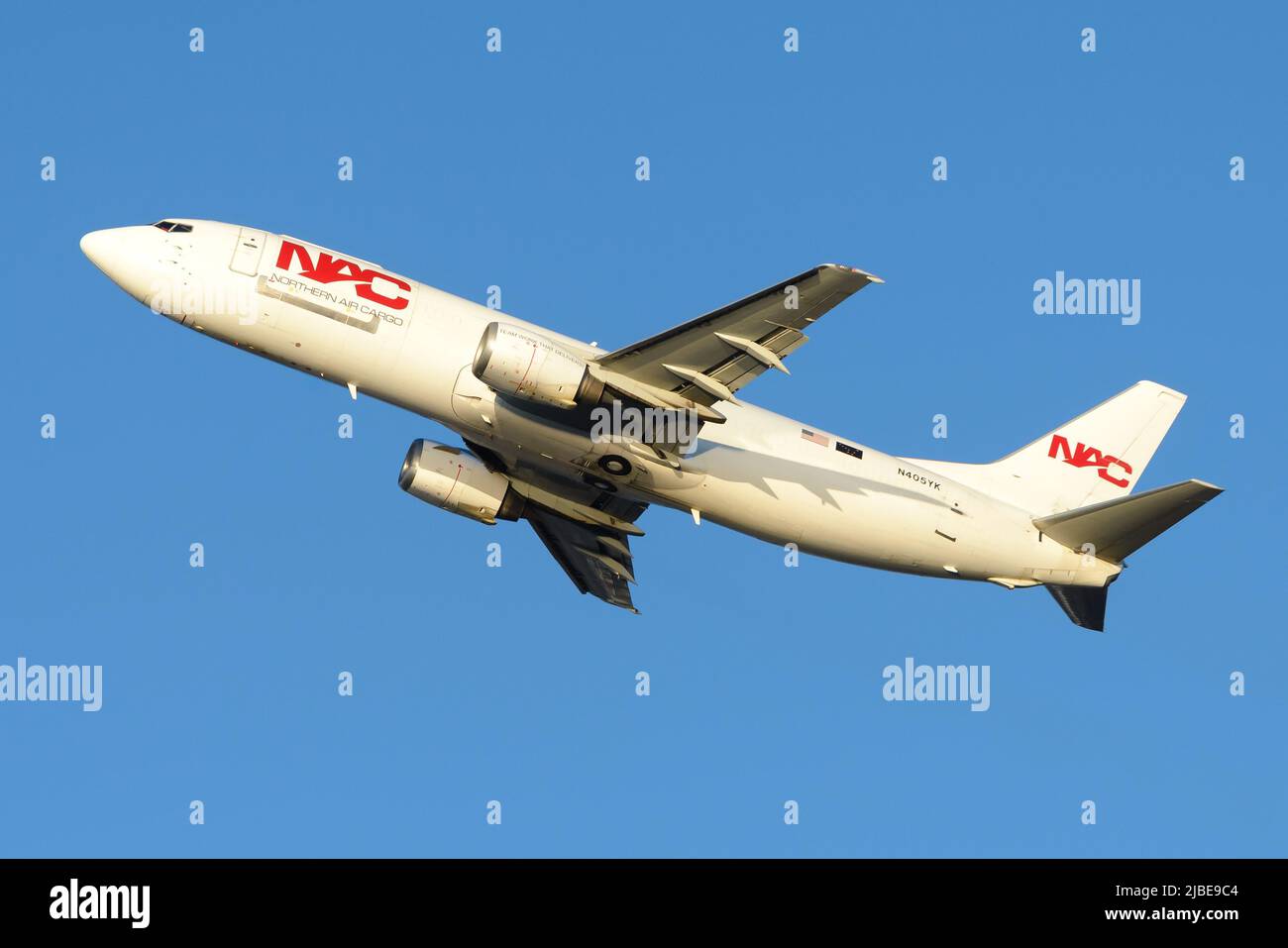 Northern Air Cargo Boeing 737 Cargo taking off. Airplane 737-400F of ...