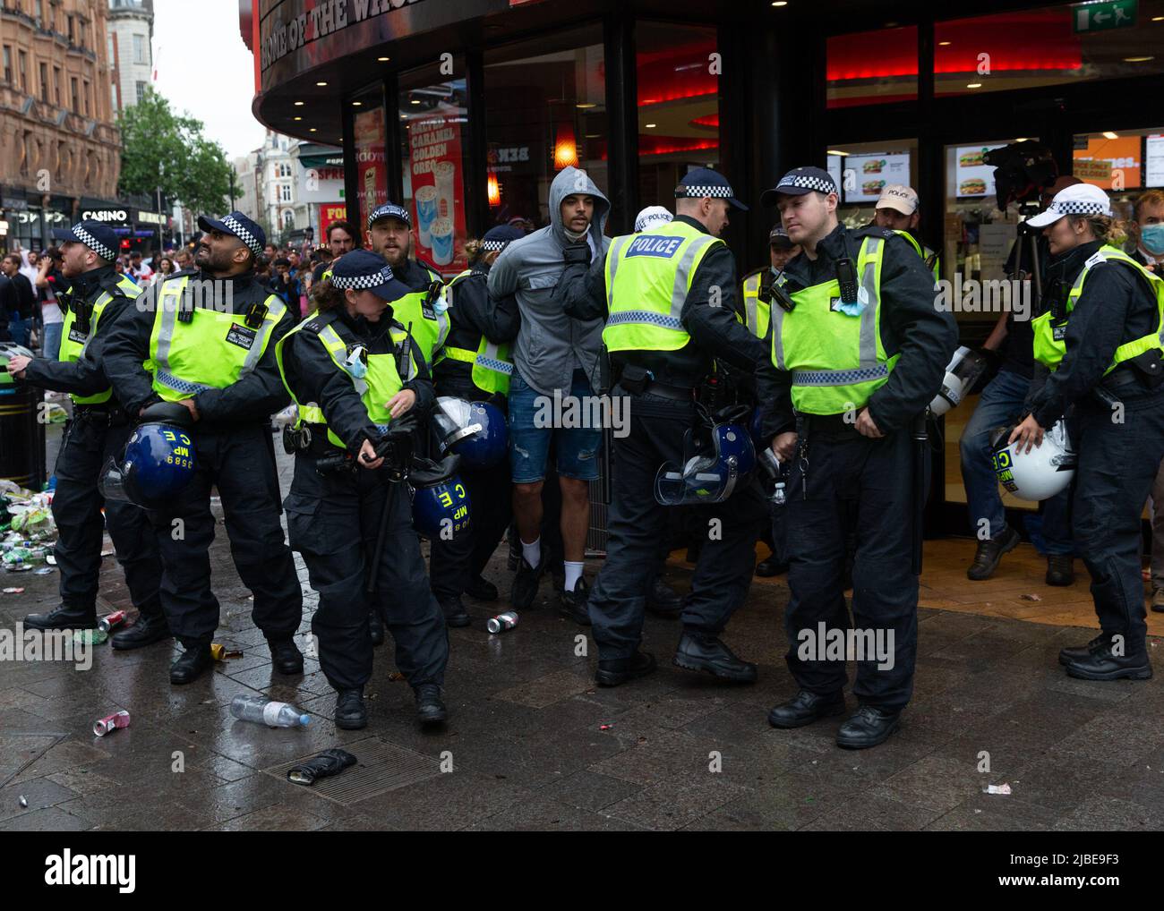 Rowdy England football fans gather at Leicester Square in anticipation ...