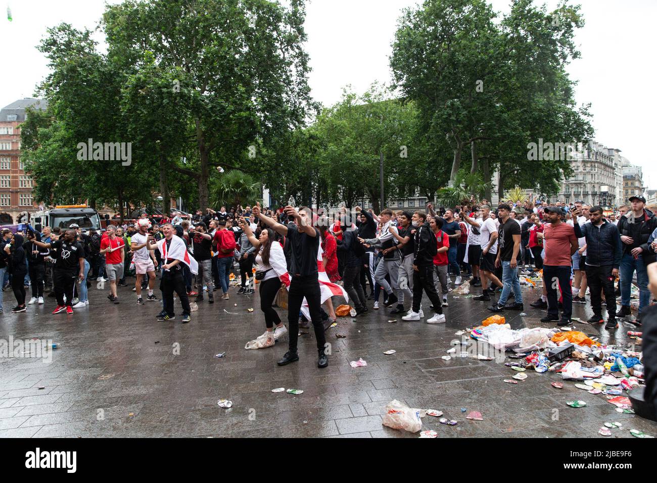 Rowdy England football fans gather at Leicester Square in anticipation ...