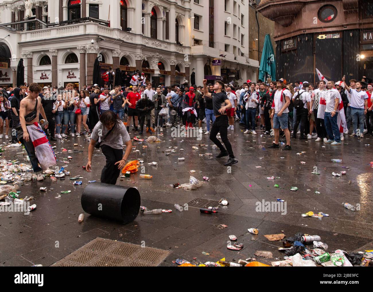 Rowdy England football fans gather at Leicester Square in anticipation ...