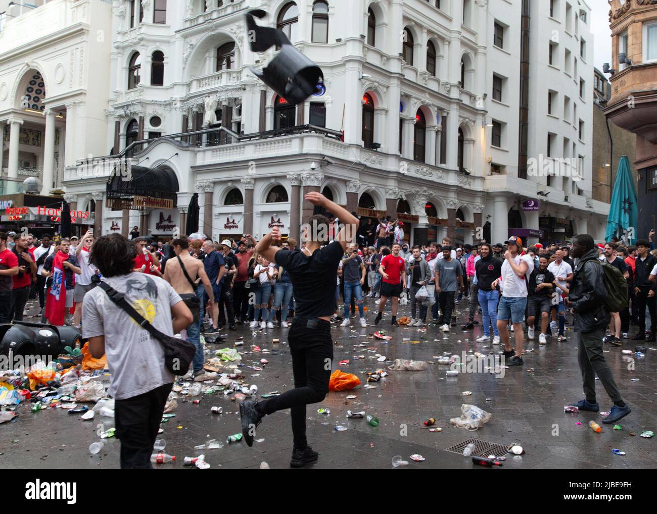 Rowdy England football fans gather at Leicester Square in anticipation ...