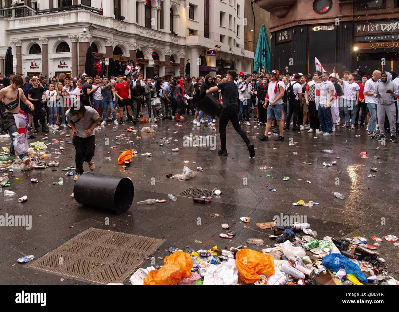 Rowdy England football fans gather at Leicester Square in anticipation ...