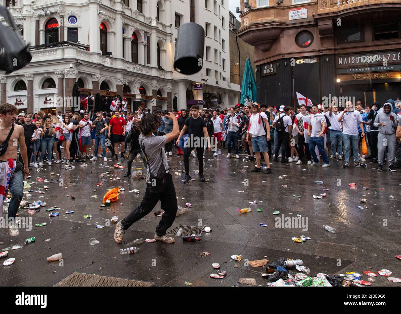 Rowdy England football fans gather at Leicester Square in anticipation ...