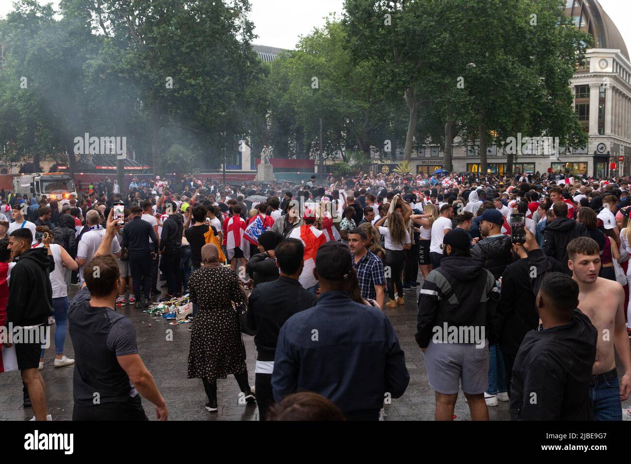 Rowdy England football fans gather at Leicester Square in anticipation ...