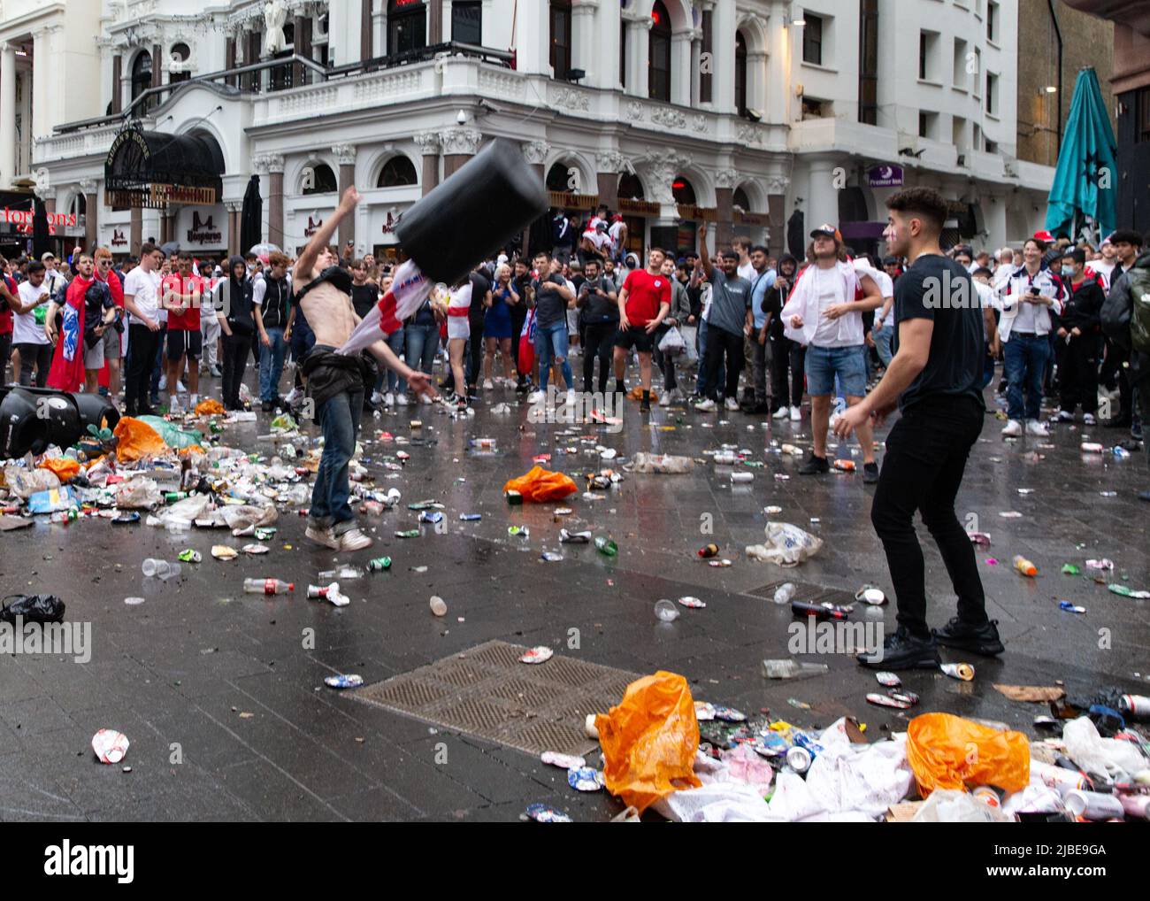 Drunk football fans leicester square hi-res stock photography and ...