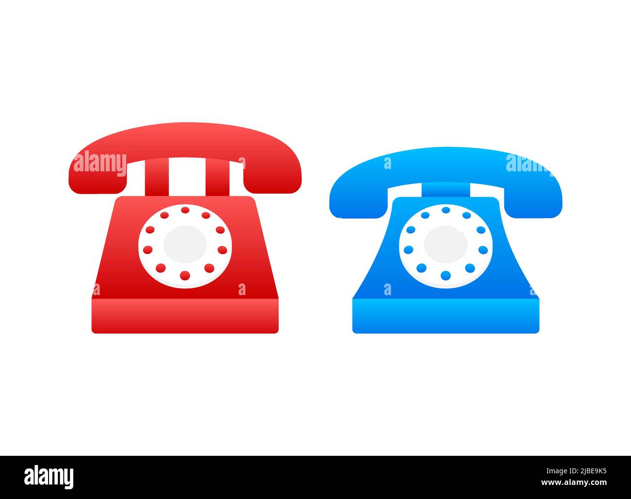 Red old phone in classic style on white background. Cartoon vector ...