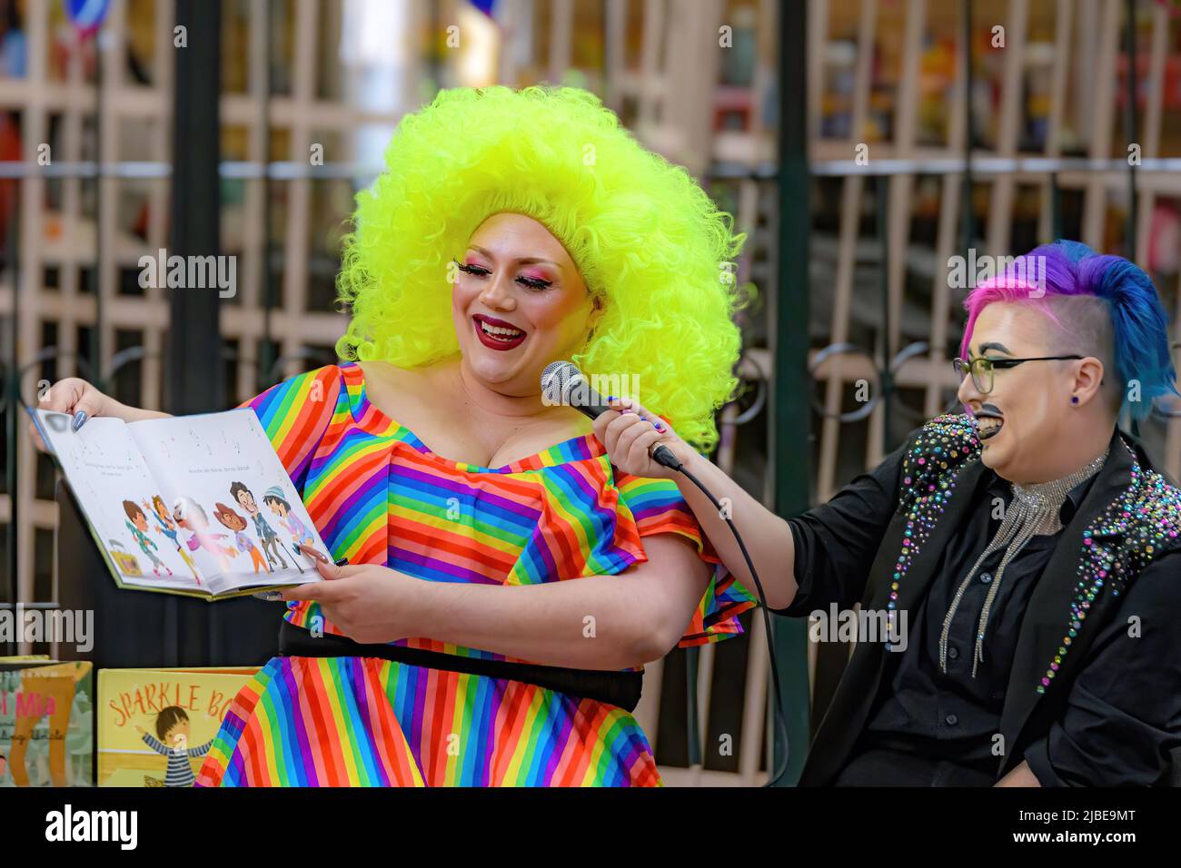 Saint John, NB, Canada - June 5, 2022: A drag queen and king read ...