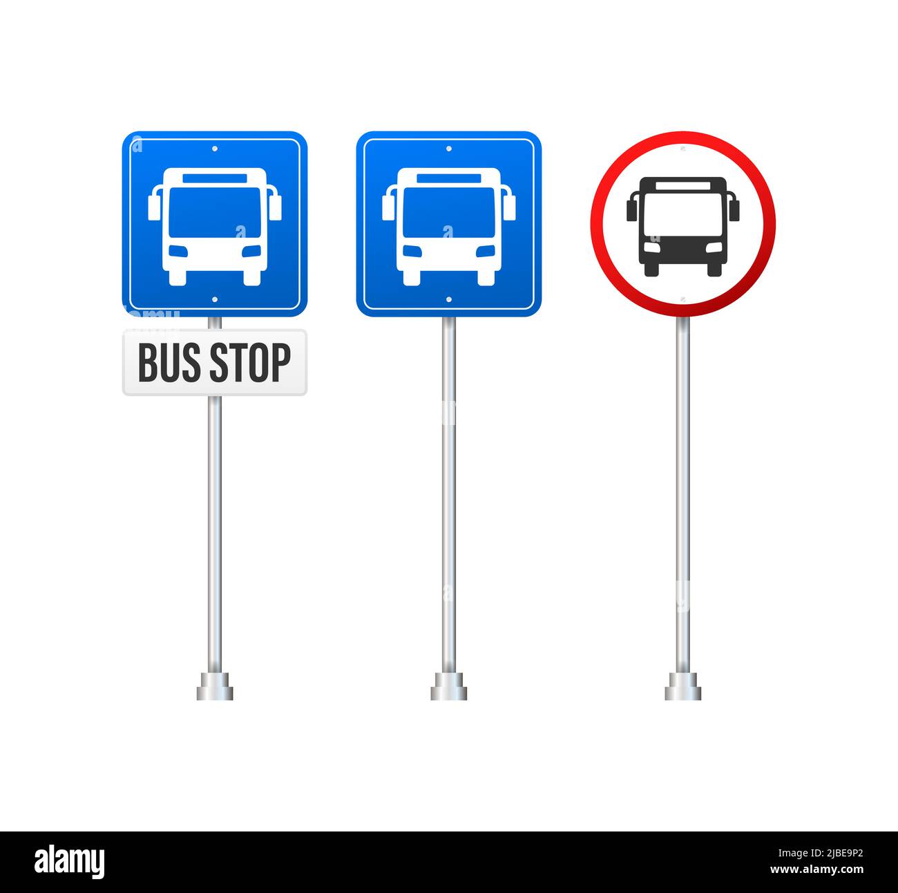 Flat illustration with blue bus stop. Flat vector illustration ...