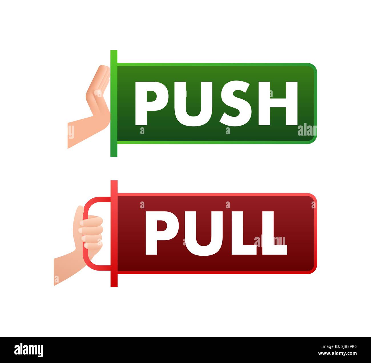 Pull push in flat style on white background. Vector design Stock Vector ...
