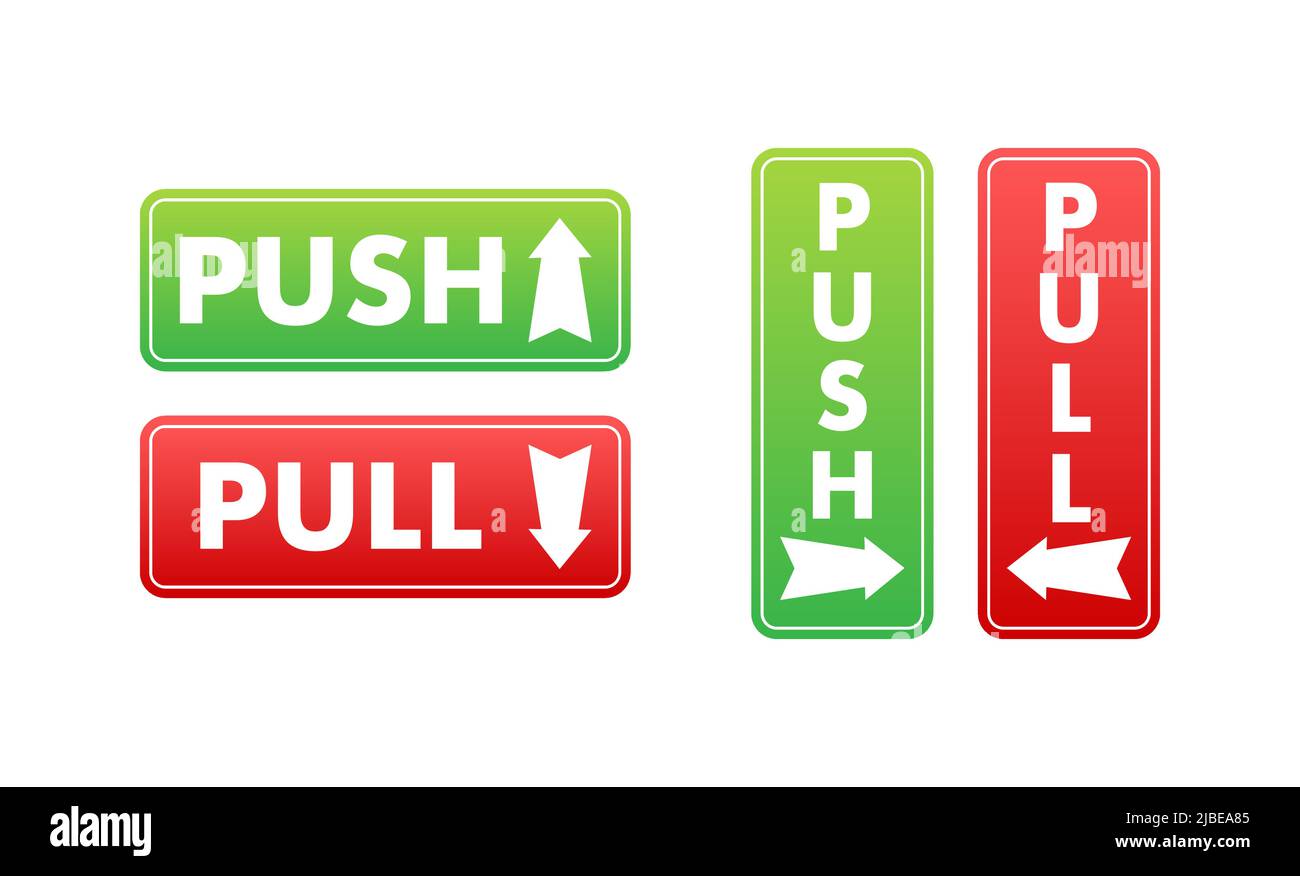 Pull push in flat style on white background. Vector design Stock Vector ...
