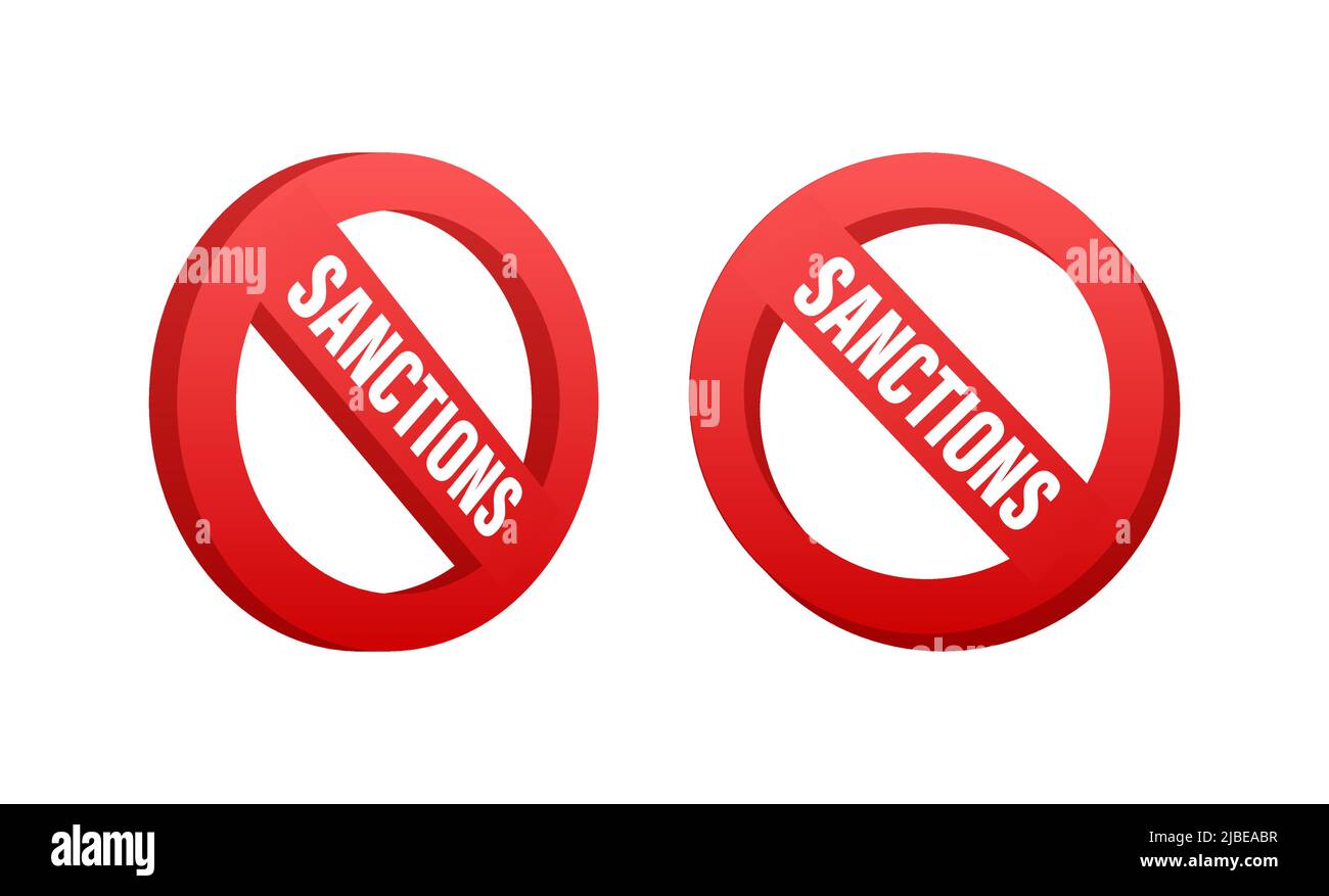 Sanctions prohibitive red sign on white background. Vector illustration ...