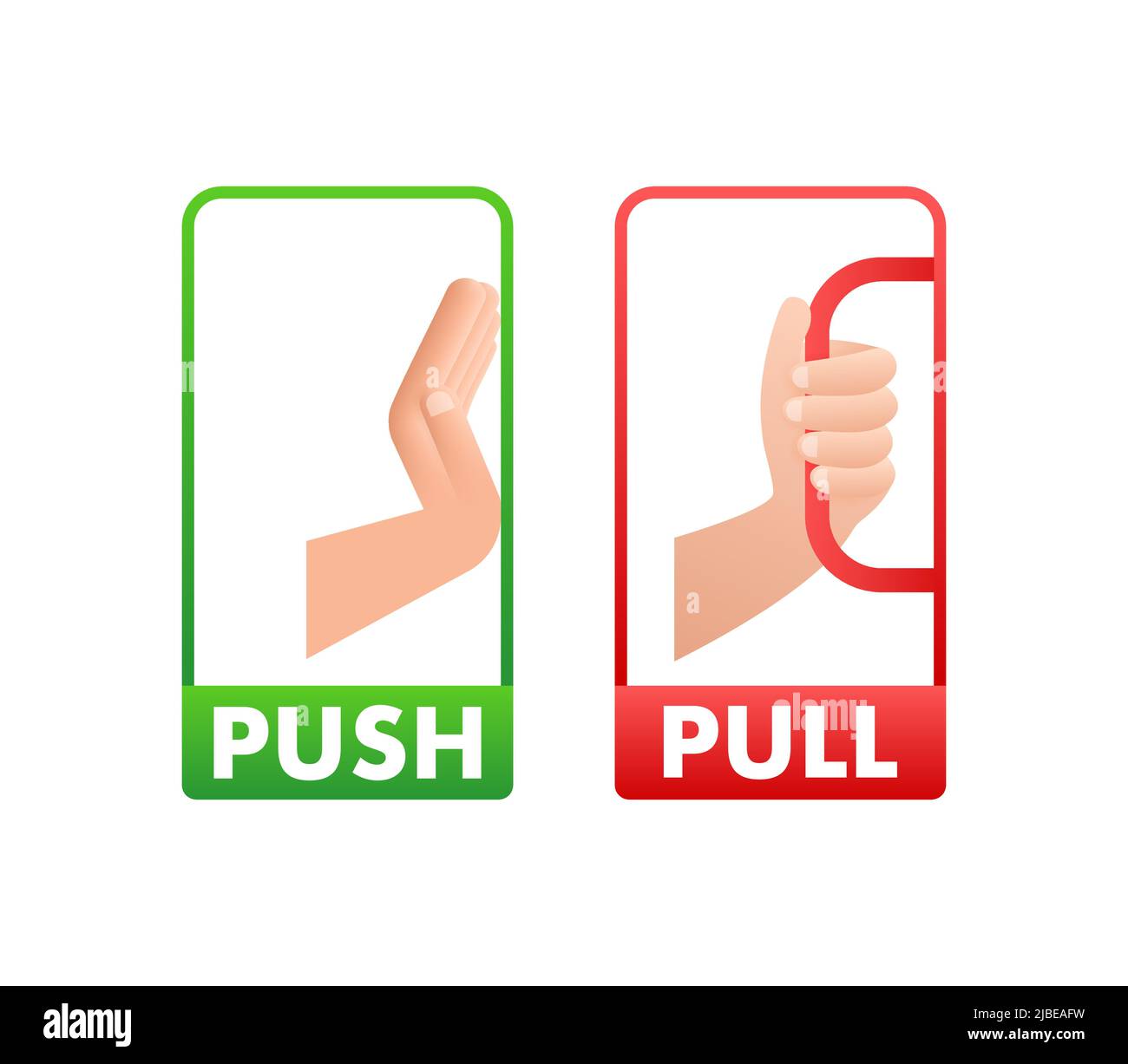 Pull push in flat style on white background. Vector design Stock Vector ...