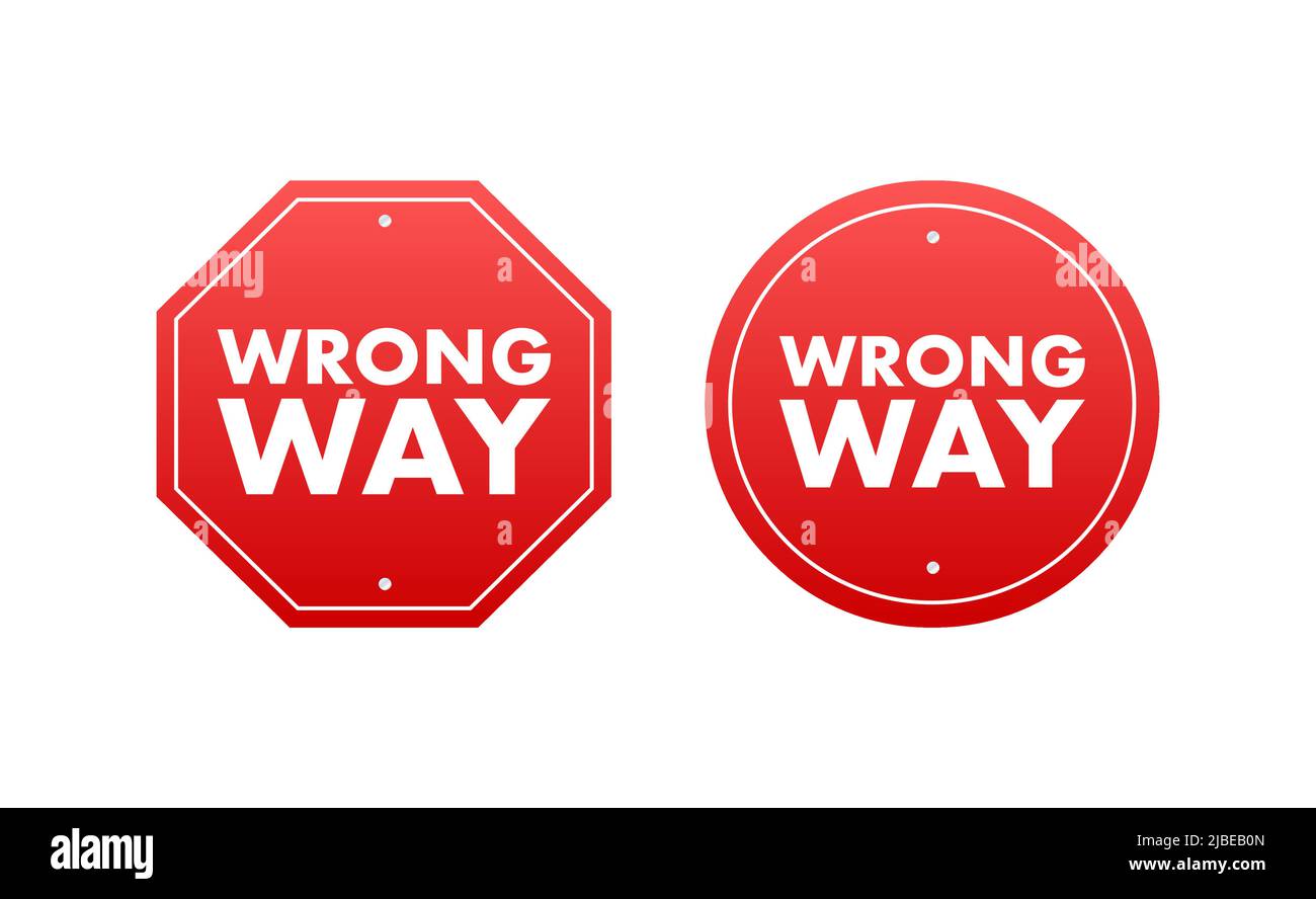 Red wrong way. Cartoon flat vector illustration Stock Vector Image ...