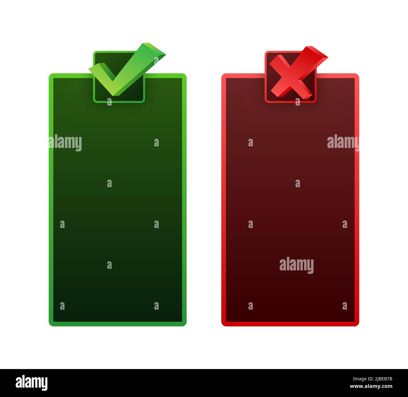 Dos and donts list with checkmark and cross mark. Ui design. Check mark ...