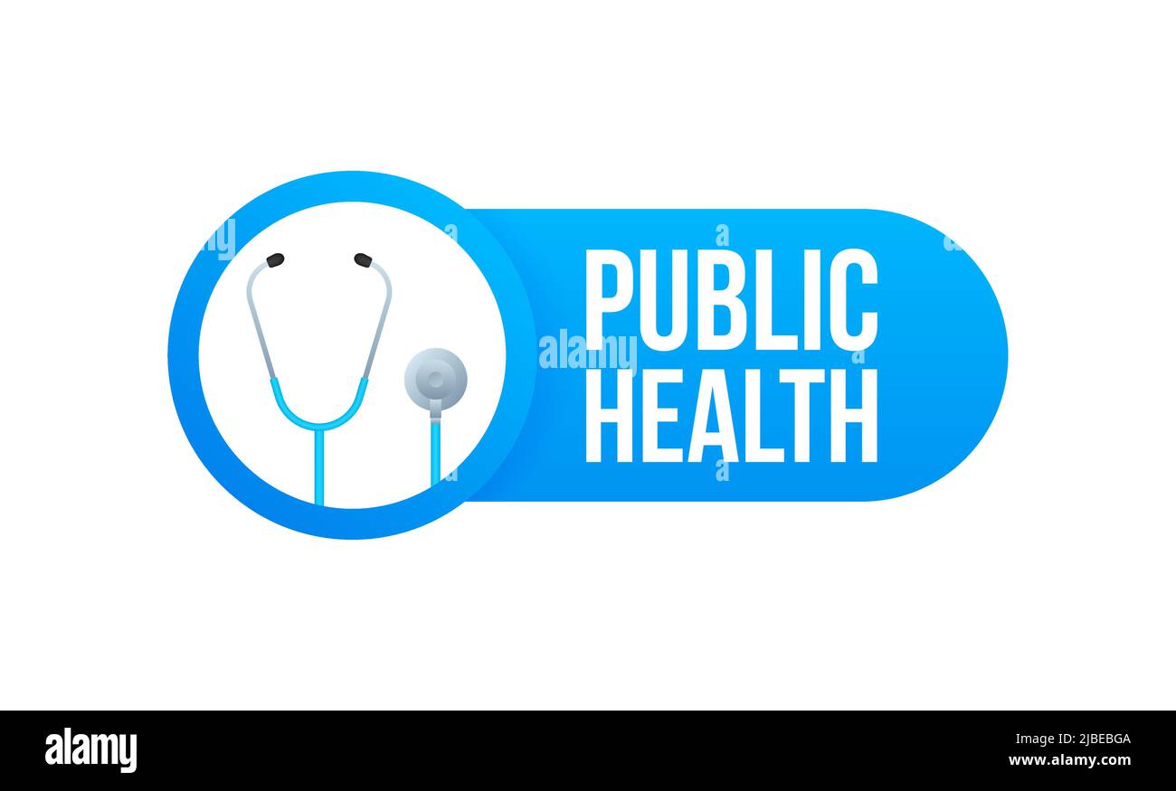 Public health. Badge with stethoscope icon. Flat vector illustration on ...