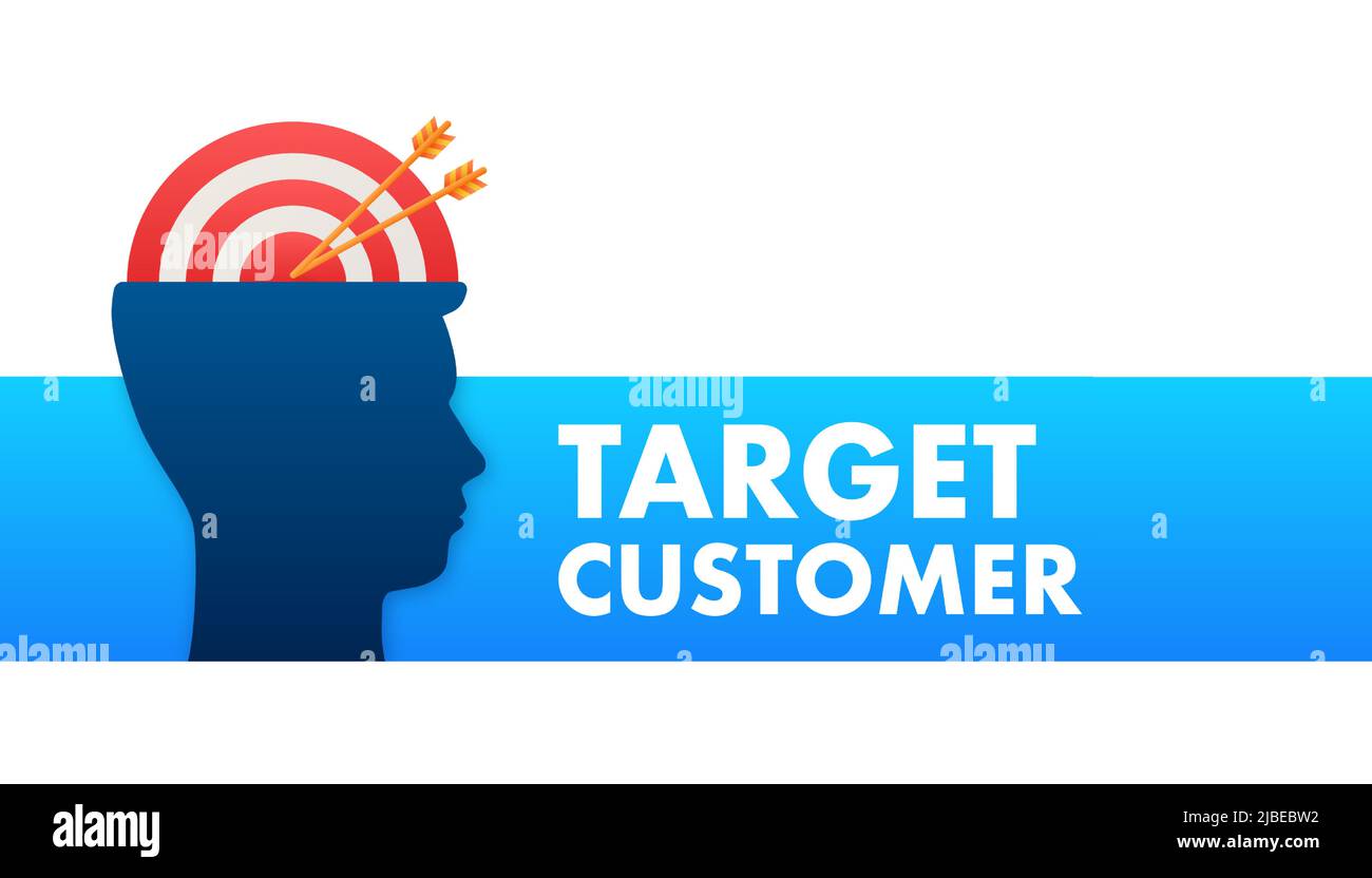 Target customer with an arrow flat icon concept market goal vector ...