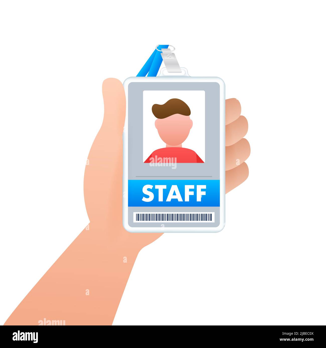 Flat business card with red staff name on white background. Isolated ...