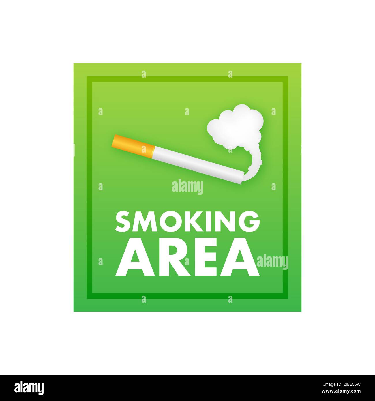 Icon with green smoking area on white background. Banner with green ...
