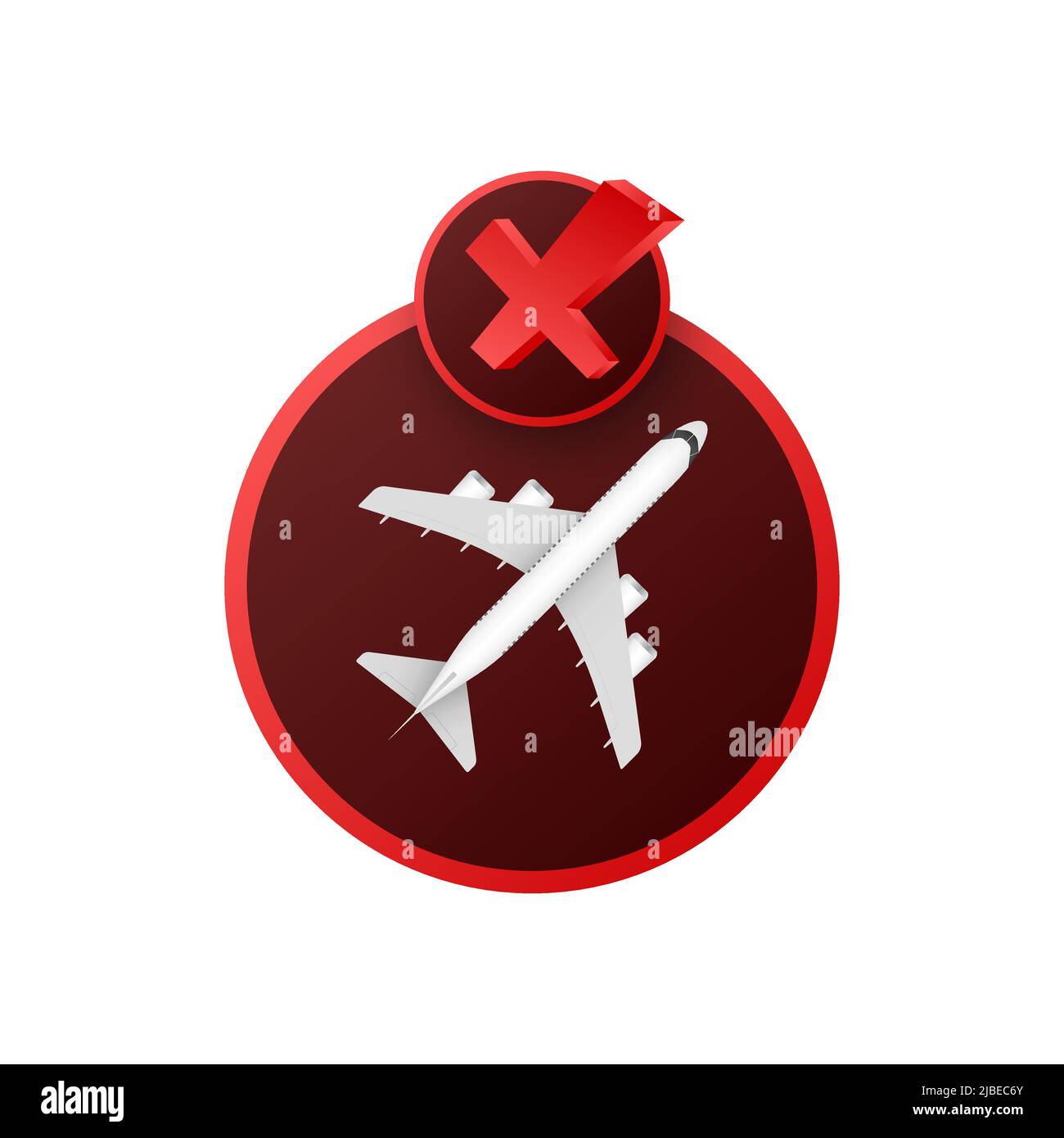 Flat style flight cancelled for design. No flying on white background ...