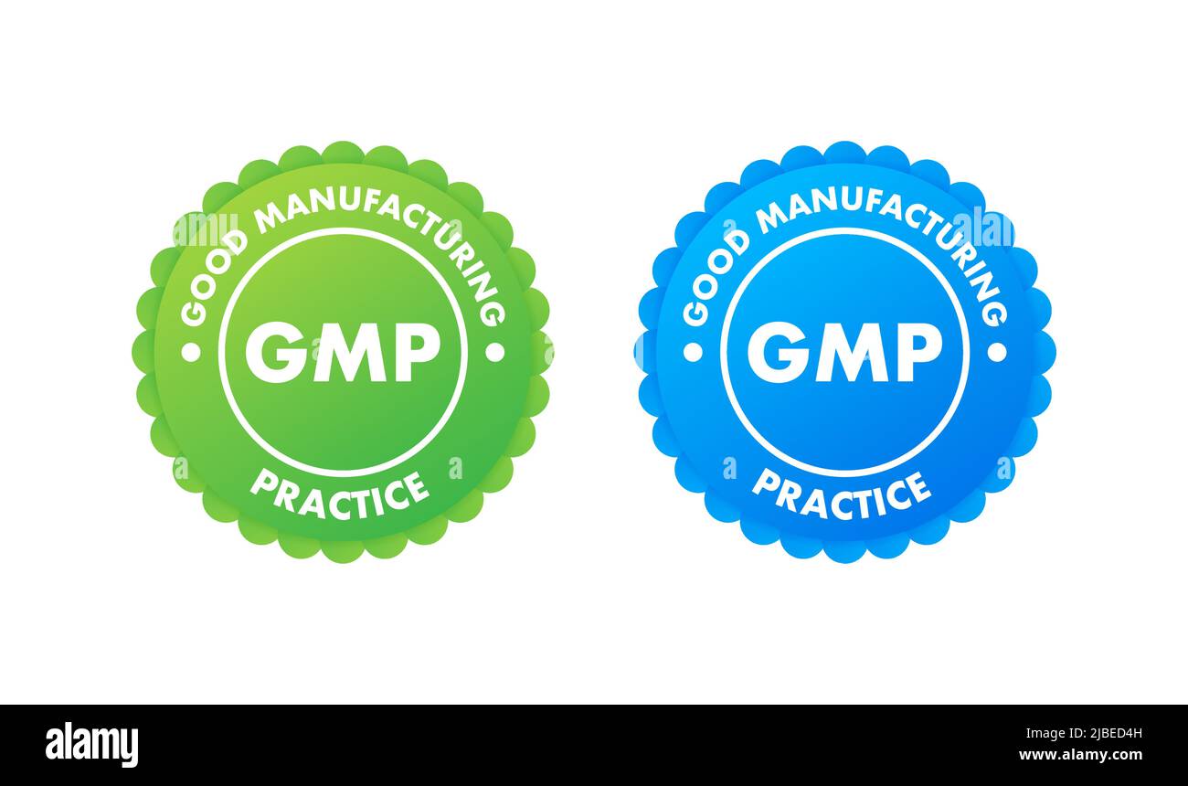 GMP Good Manufacturing Practice certified round stamp. Vector ...
