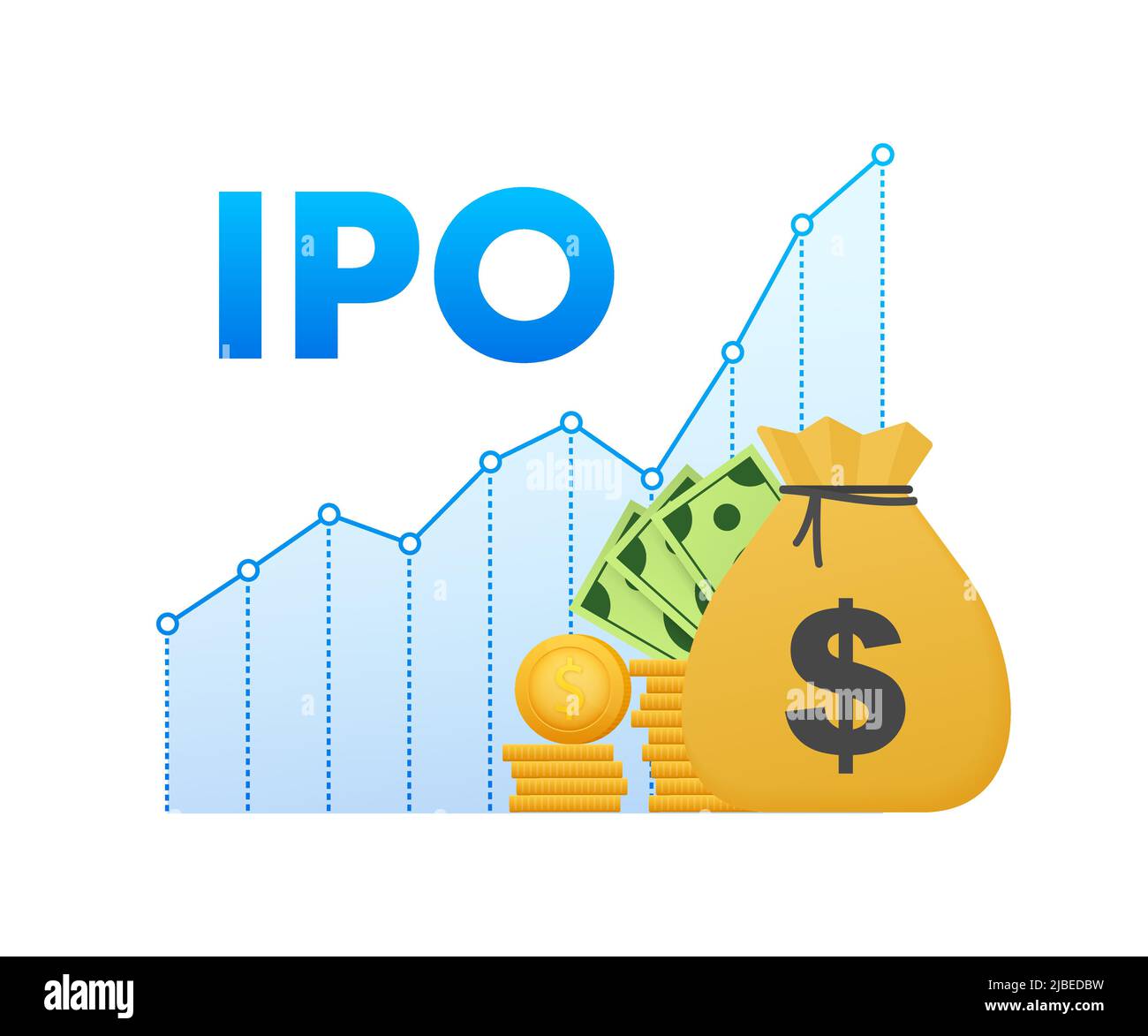Vector IPO initial public offering concept in flat style - investment and strategy icons. Vector ...