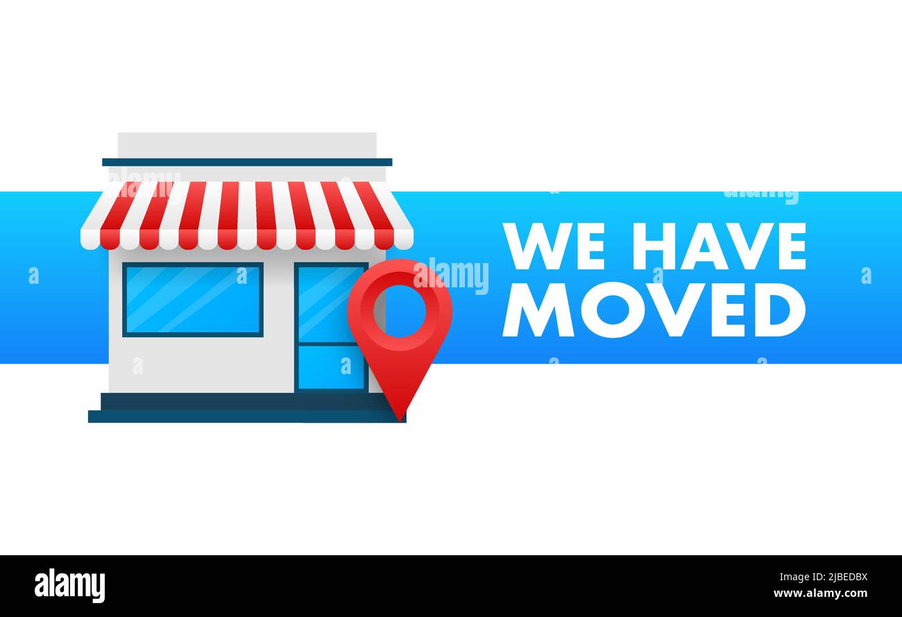 We have moved hanging sign on white background. Sign for door. stock ...