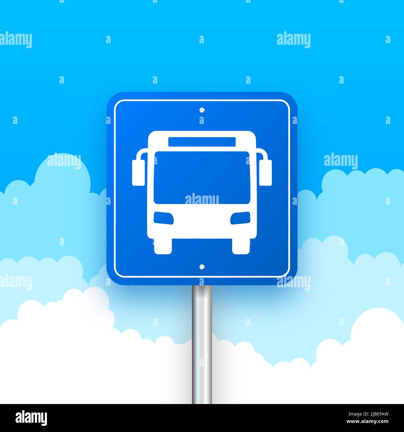Blue banner with bus station. Vector line illustration. Vector flat ...