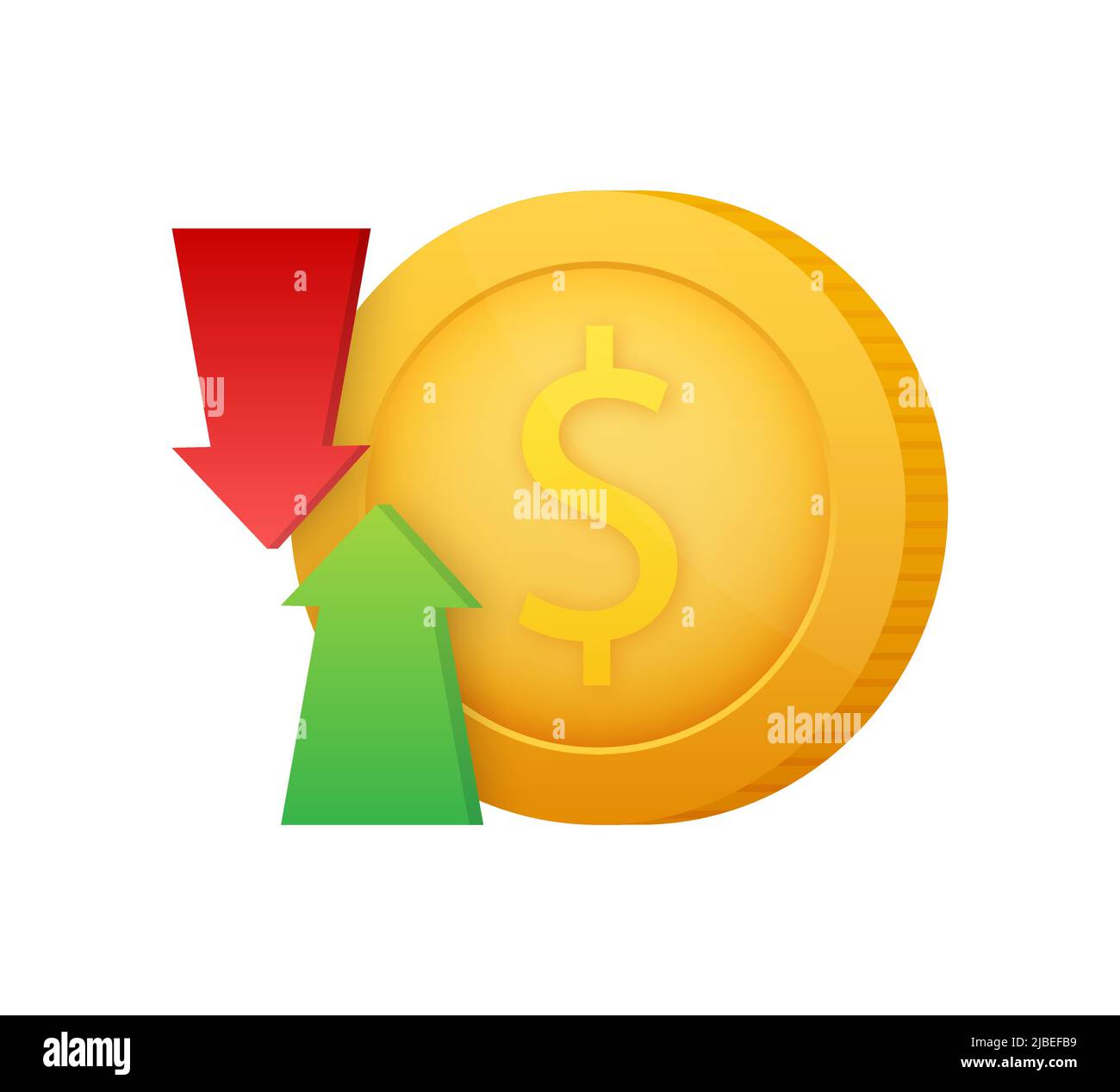 Profit money or budget icon in hands. Cash and rising graph arrow up ...