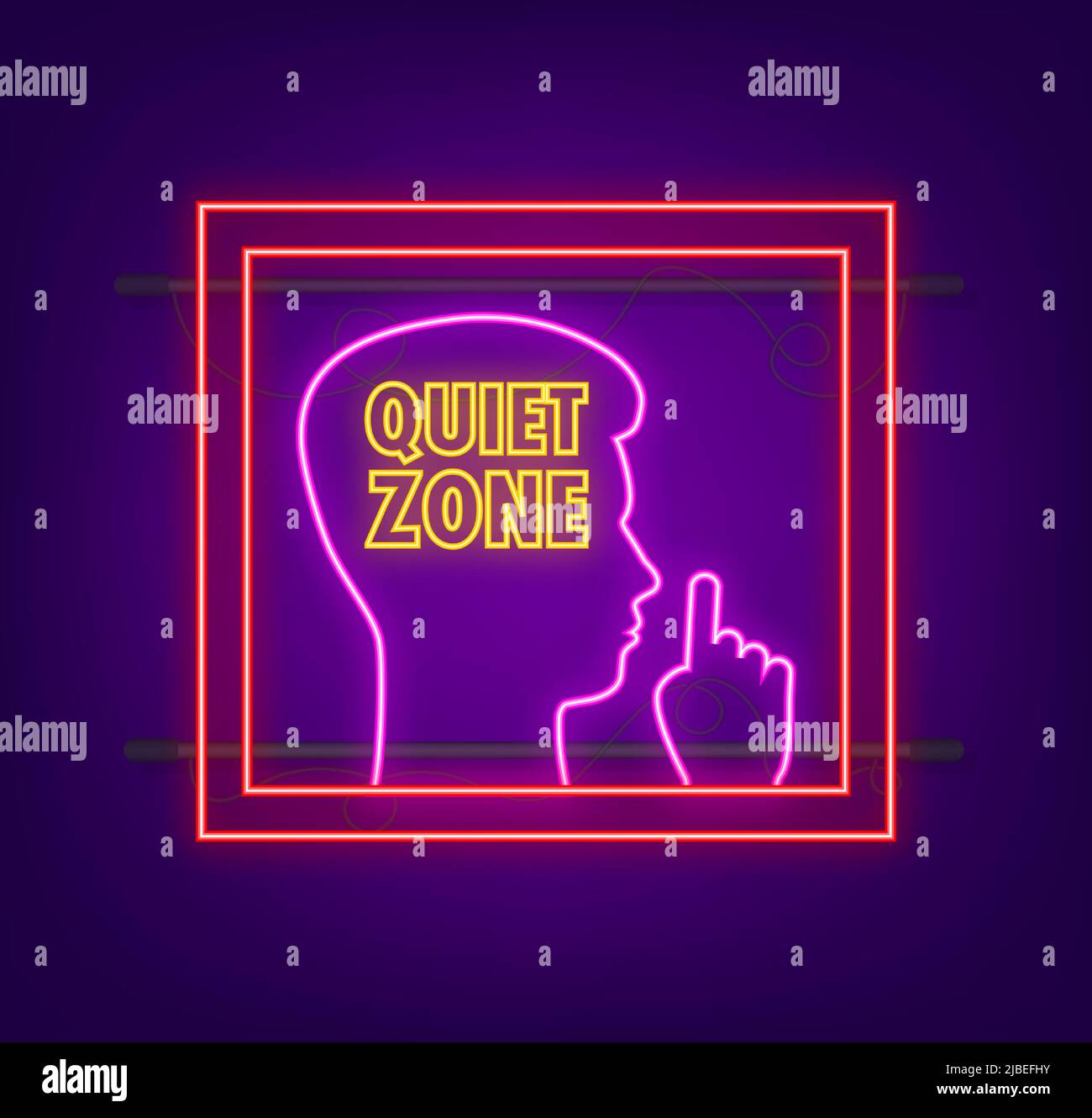 Quiet Zone Neon Sign No Sound Keep Silence Vector Stock Illustration