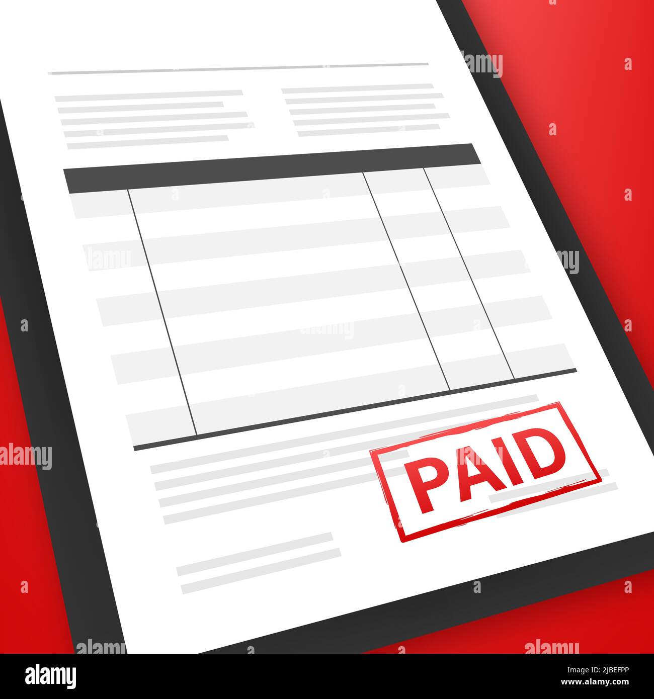 Document with paid stamp. Accounting concept. Customer service. Vector ...