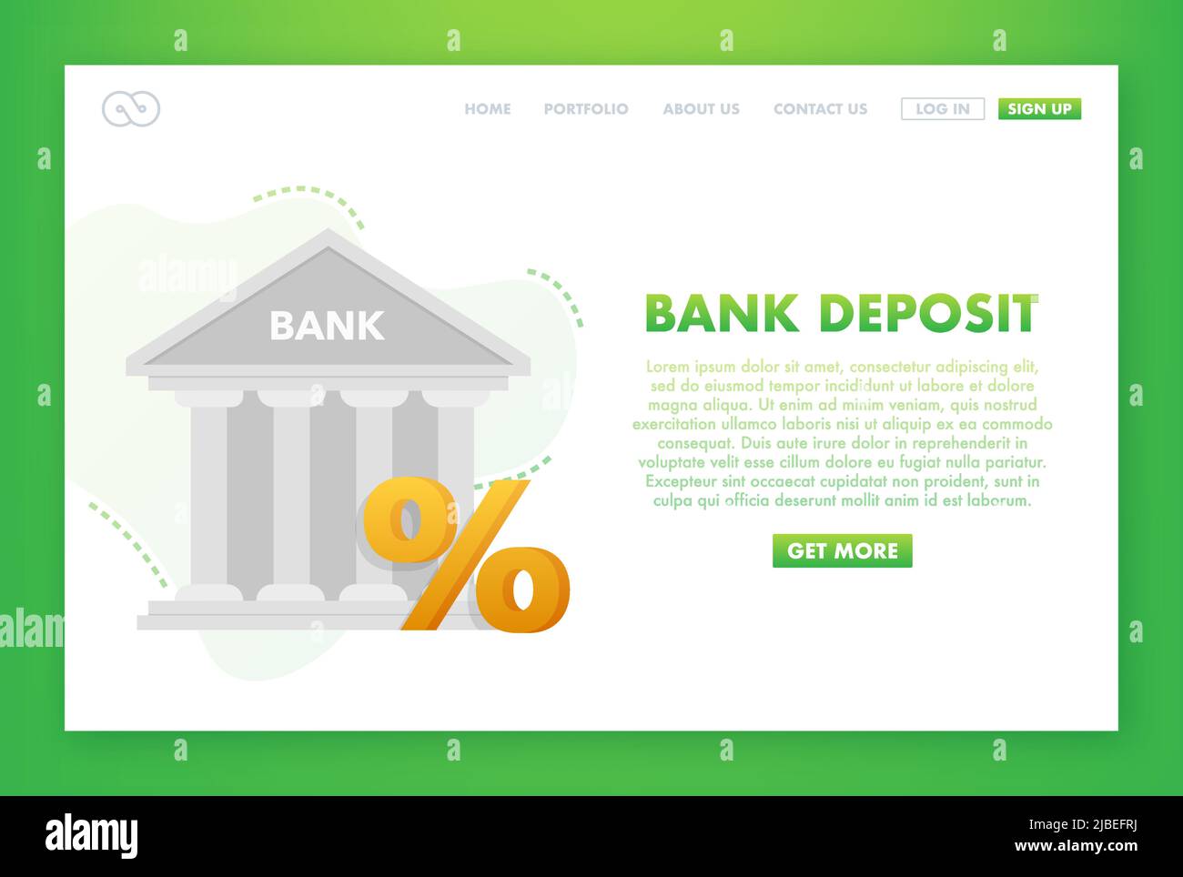 Bank deposit and percent sign. Online banking. Business financial ...