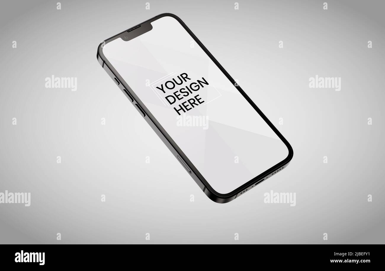 smartphone screen on white background mock up. Phone modern screen ...