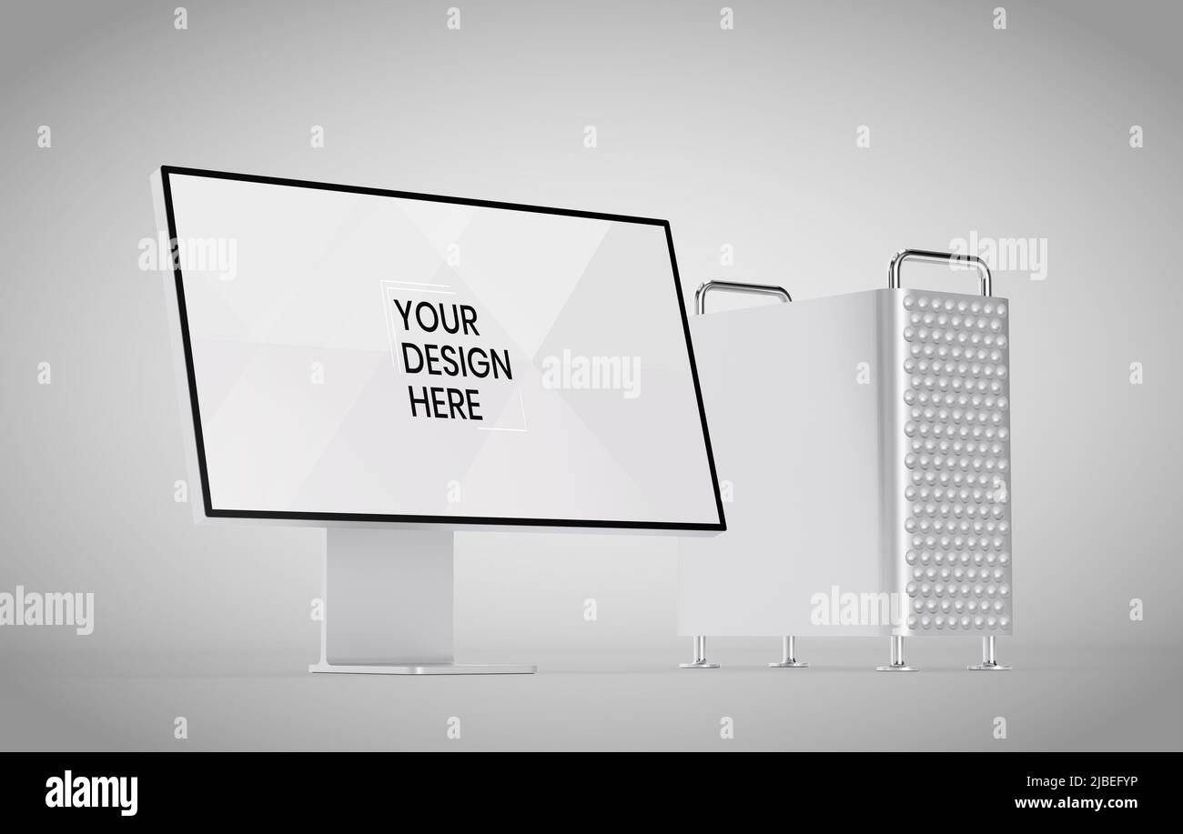 Computer screen on white background mock up. Computer modern monitor ...