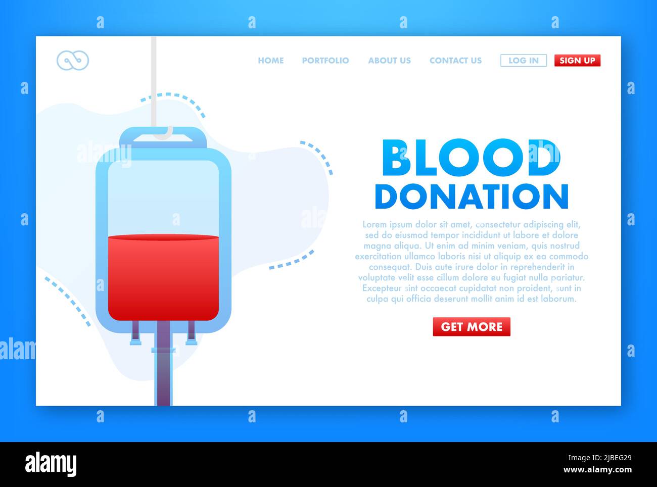 Blood package in flat style on white background. 3d realistic vector ...