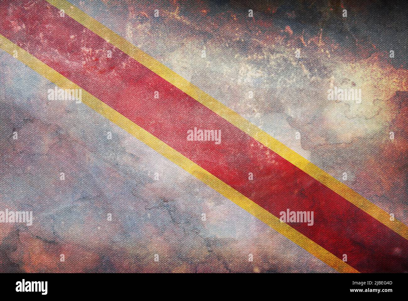 Top view of retro flag Helecine, Belgium with grunge texture. Belgian ...