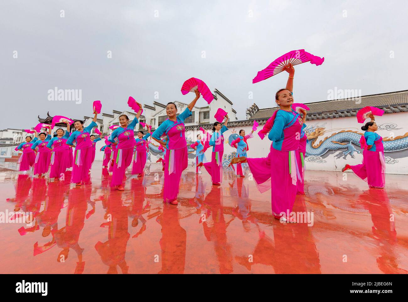 SUQIAN, CHINA - JUNE 5, 2022 - More than 30 bodybuilders sing and dance ...