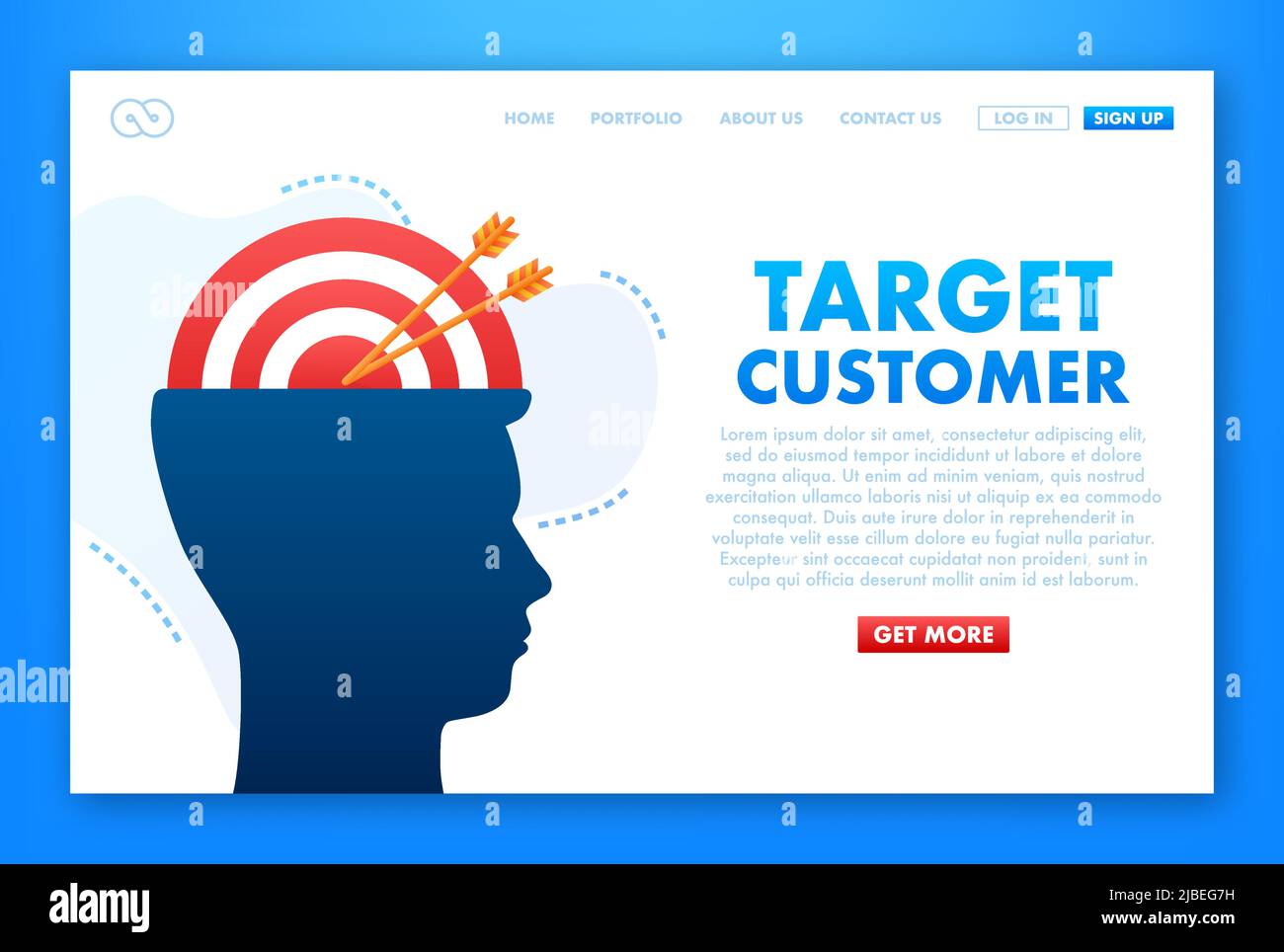 Target customer with an arrow on hands flat icon concept market goal ...
