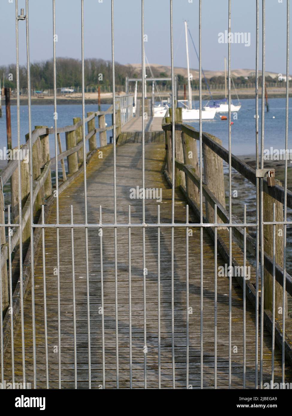 Wooden jetty at Portchester Castle, Portchester, Fareham, Hampshire, UK ...