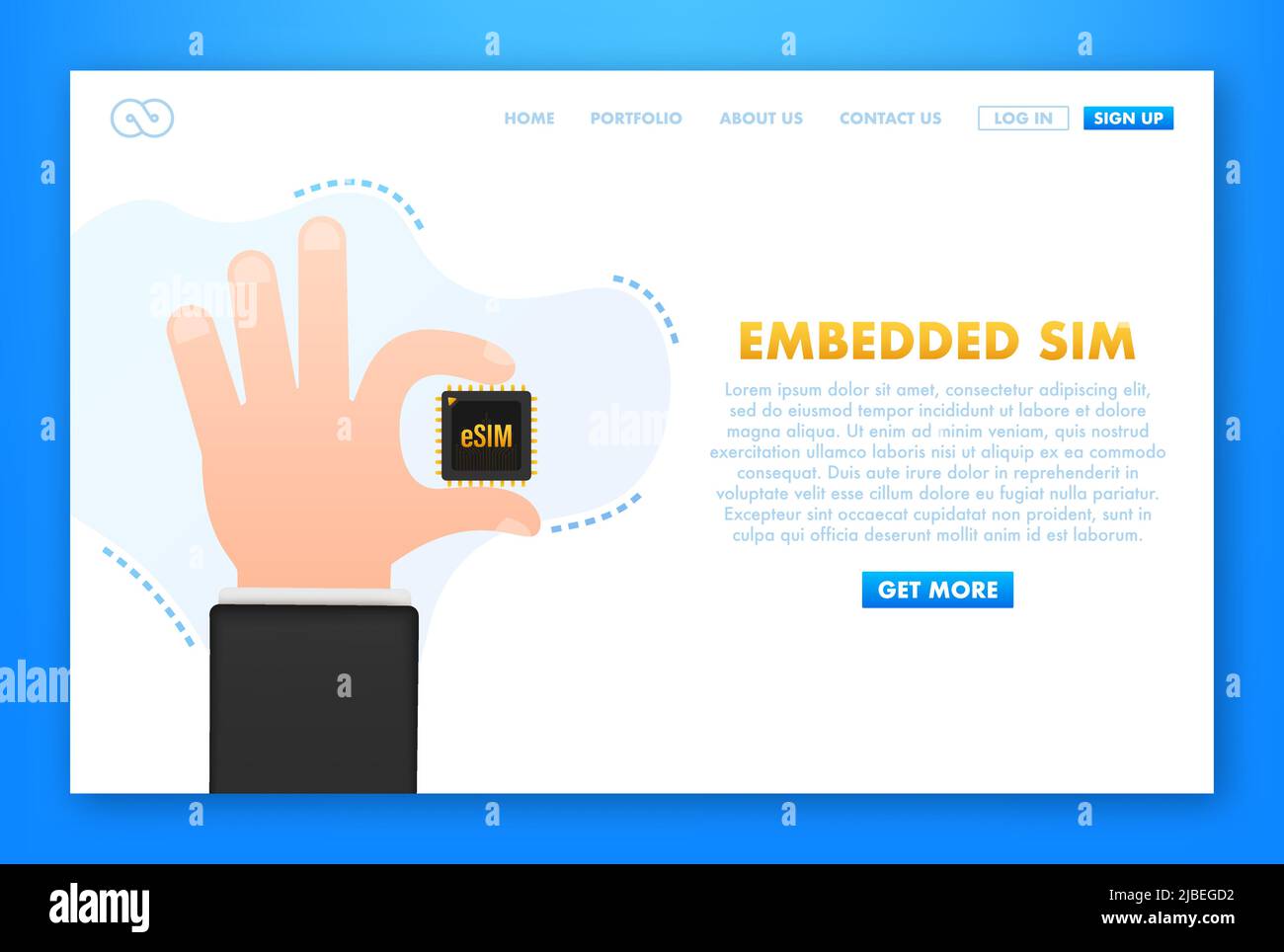 eSIM Embedded SIM card with hands icon symbol concept. new chip mobile ...