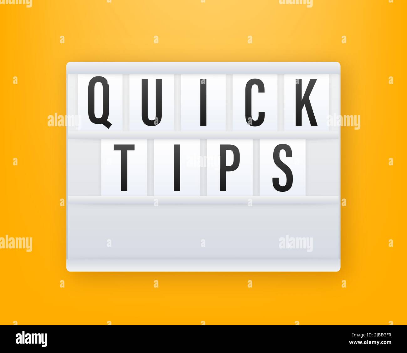 3D lightbox business concept with text quick tips. Vector illustration ...