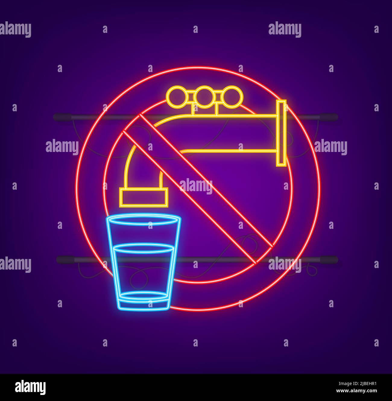 Not drinkable water neon sign. Prohibition sign. Vector stock ...