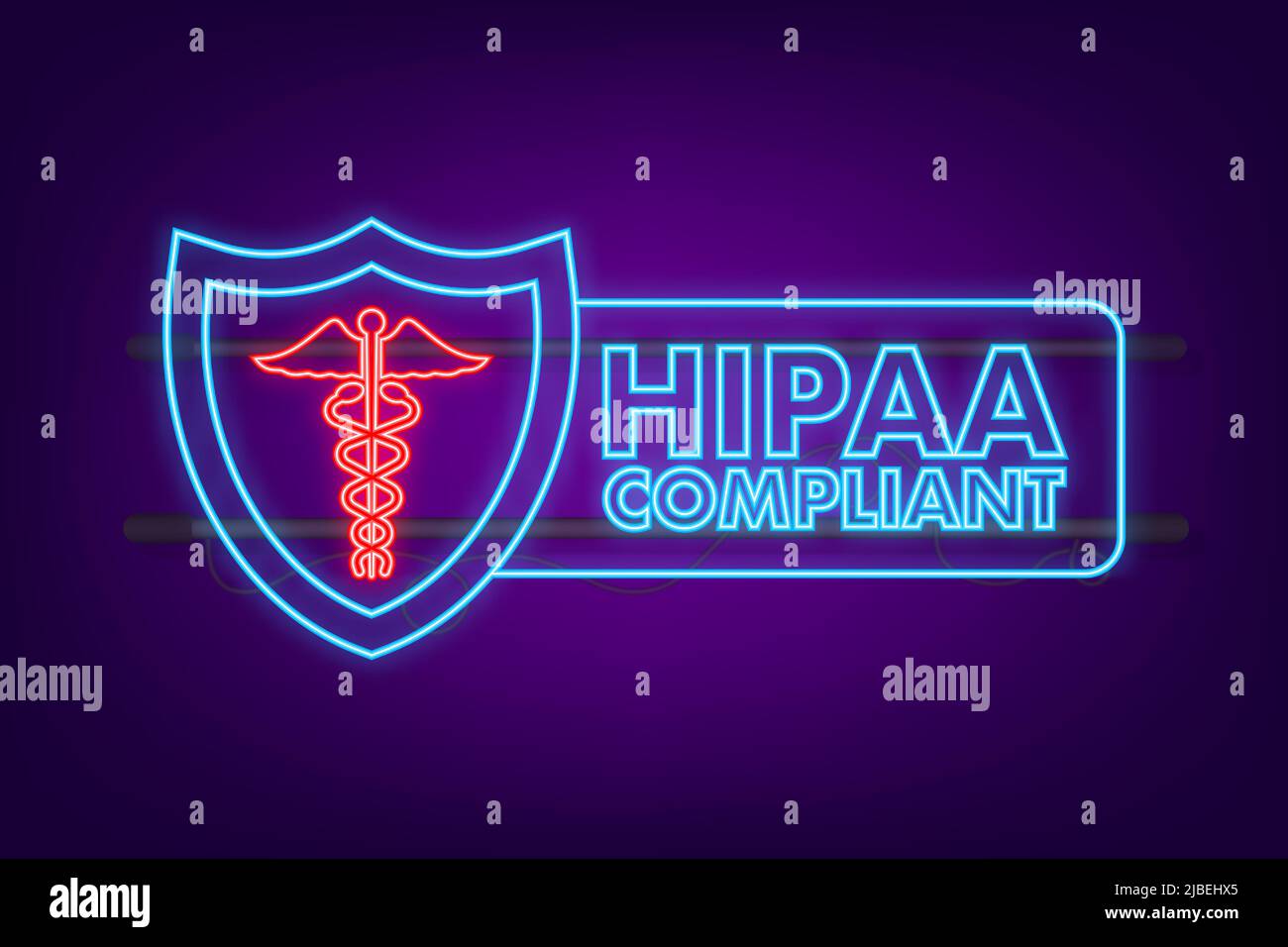 Hipaa compliant. Checkmark neon icon. Vector design. Logo symbol Stock ...