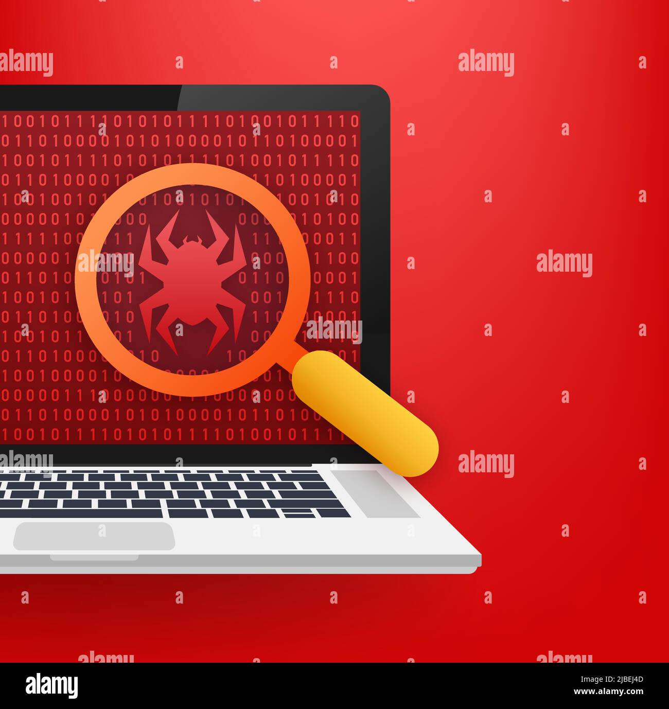 Search Find Bugs And Virus Magnifying Glass Scanning Antivirus Protection Vector Stock