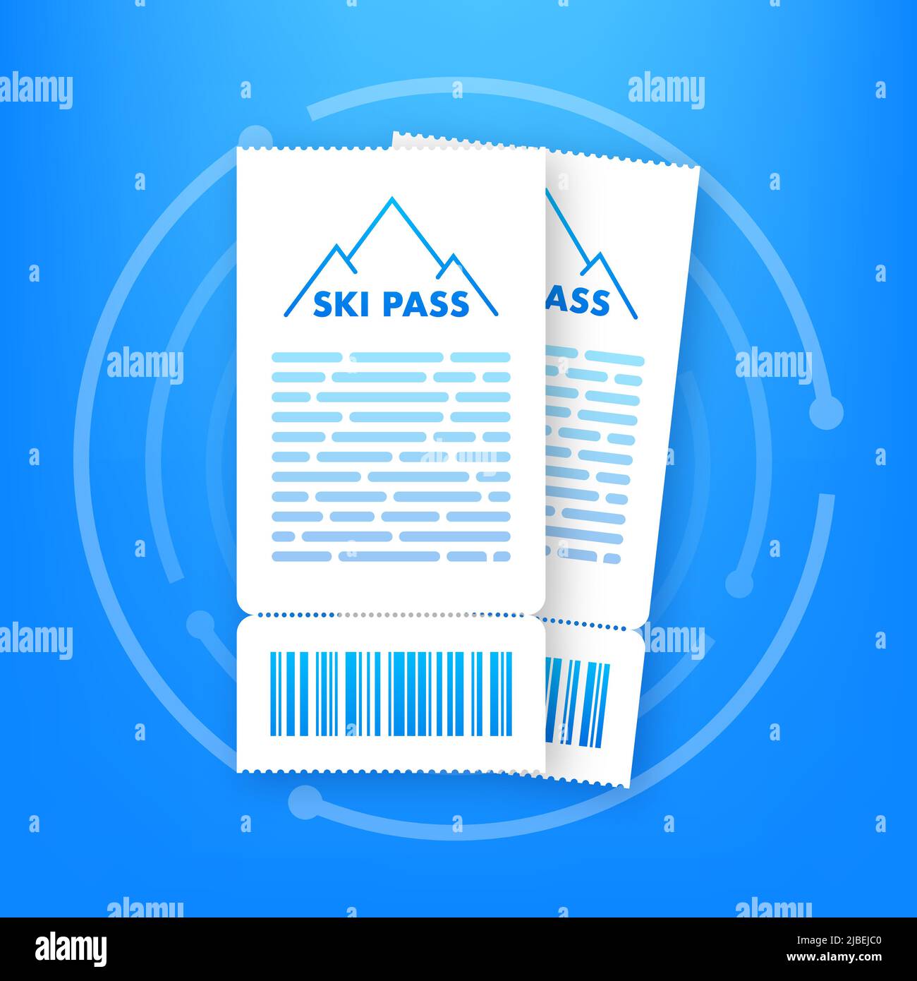 Ski-pass. ski lift ticket. Mountain background vector. Isolated flat ...