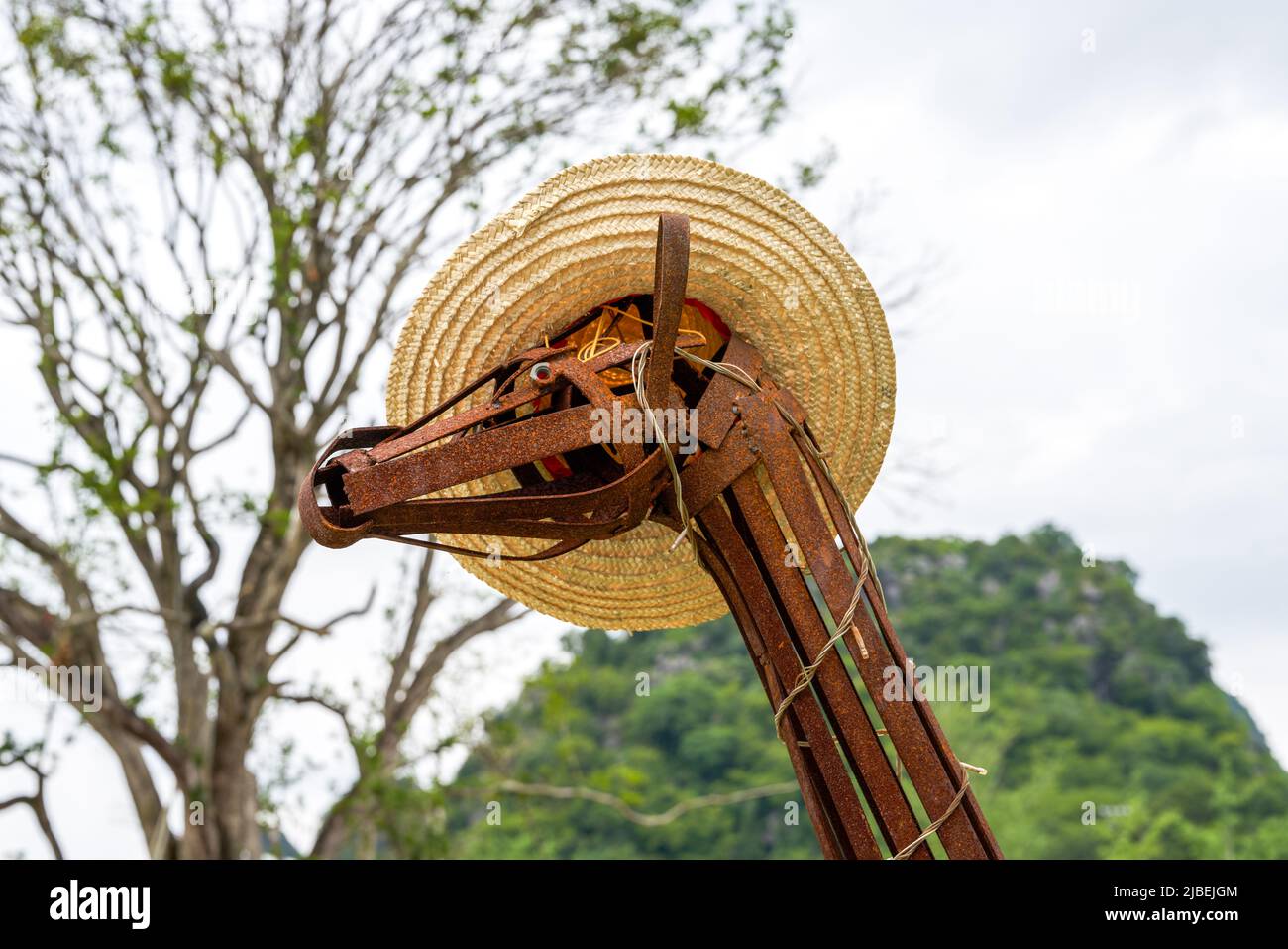 Close-up of a horse head sculpture made from rusty scrap iron Stock ...