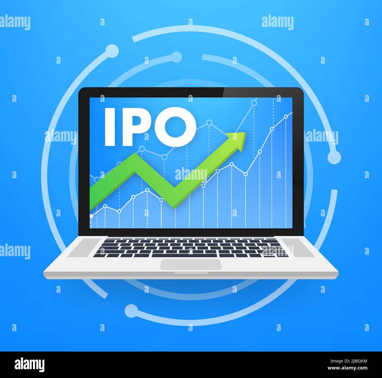 Vector IPO initial public offering concept in flat style - investment and strategy icons. Vector ...