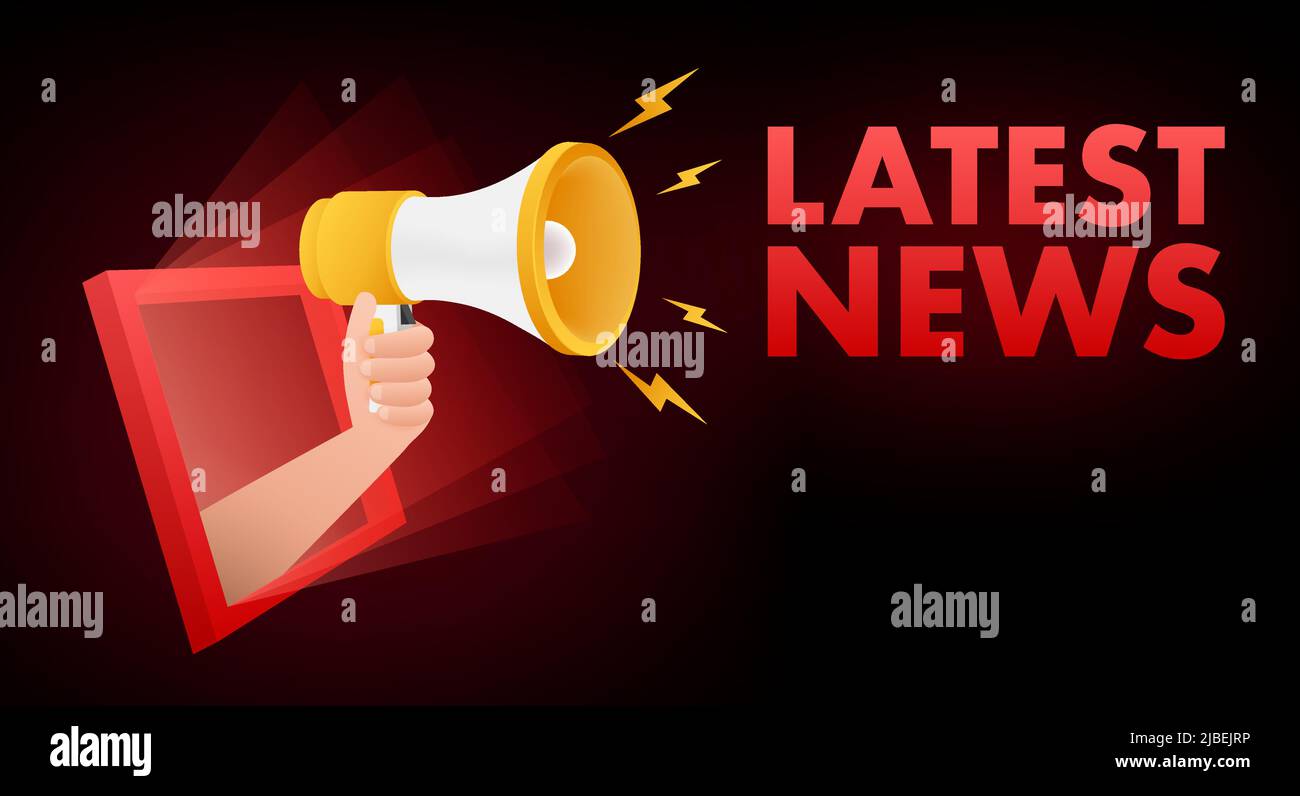 Megaphone label with latest news. Megaphone banner. Web design. Vector ...