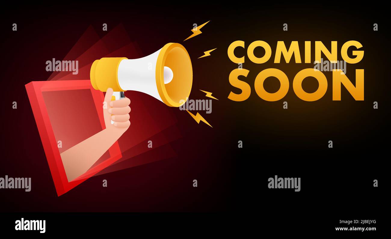 Megaphone label with coming soon. Megaphone banner. Web design. Vector ...